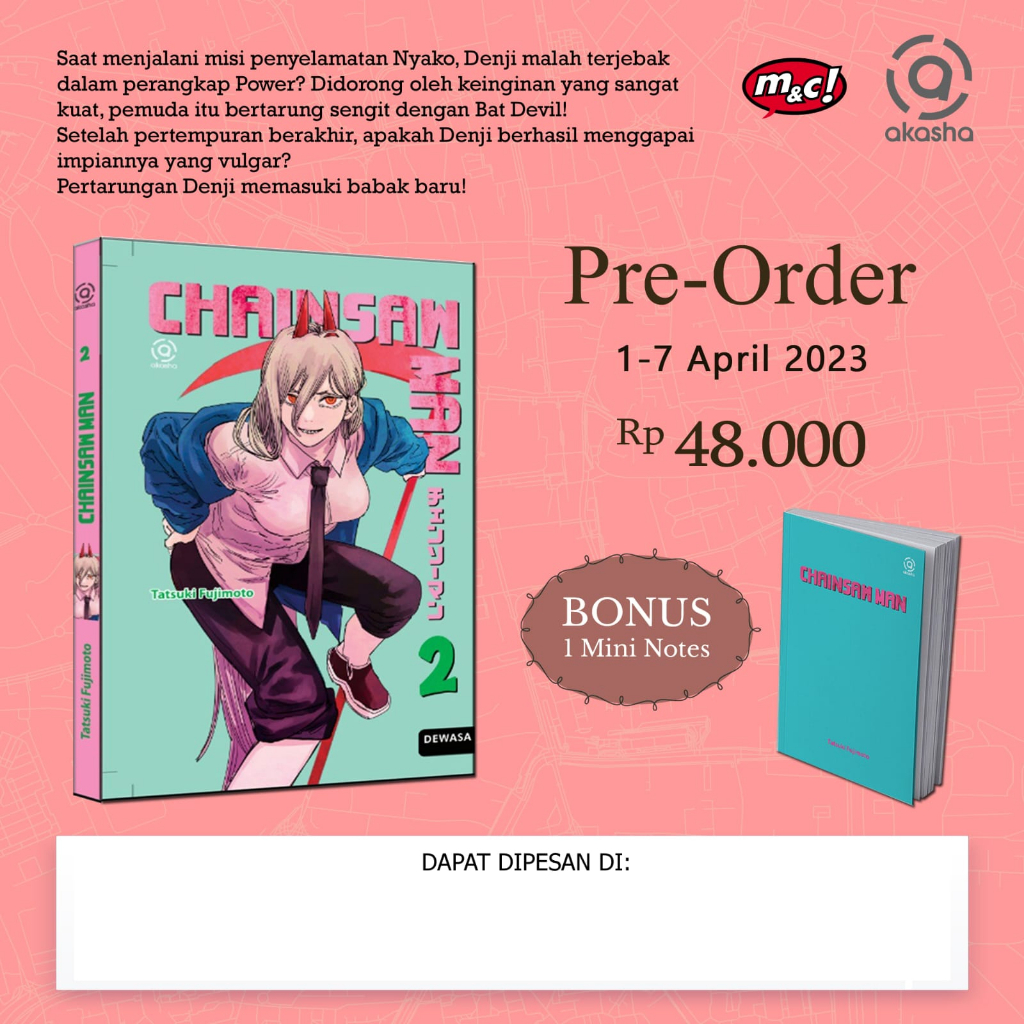 Jual KOMIK CHAINSAW MAN 2 + BONUS - Tatsuki Fujimoto | Shopee Indonesia