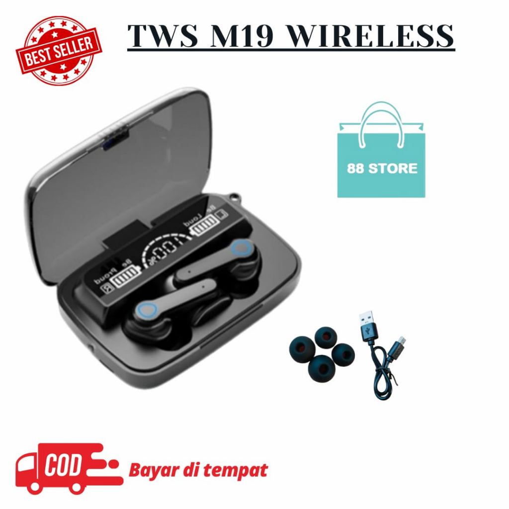 Jual Headset bluetooth M19 TWS Wireless Earphone Bluetooth 5.1 In Ear | Shopee Indonesia