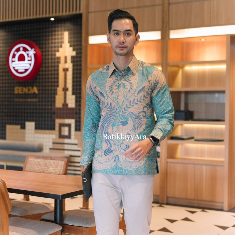 Jual Batik pria lengan panjang dobi premium motif pesik kiyyara | Shopee Indonesia