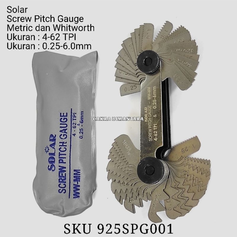 Jual Solar mall drat inchi milli alat ukur screw pitch gauge ulir baut ...