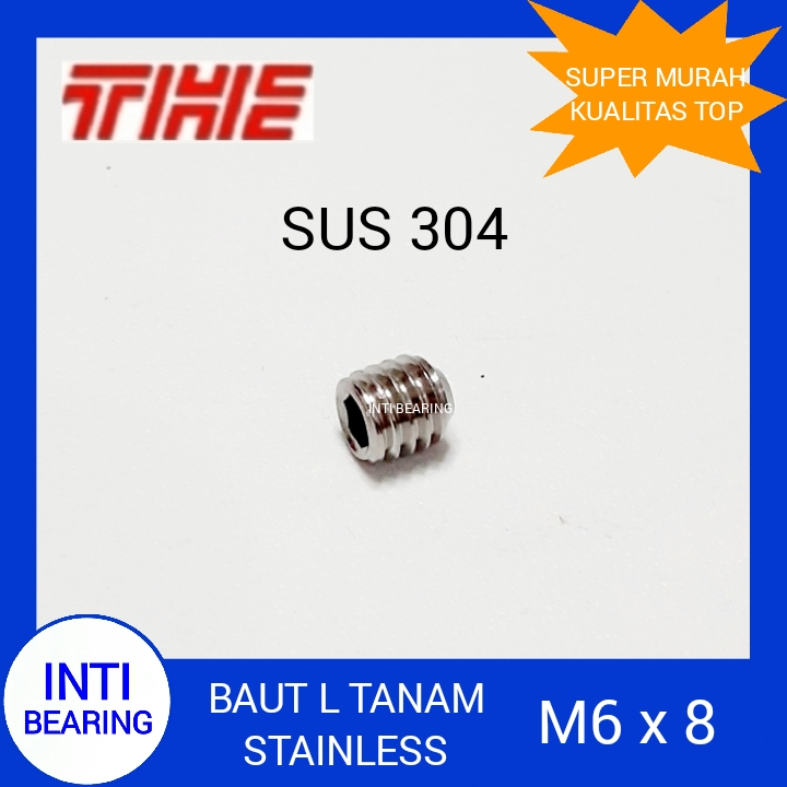 Jual BAUT L TANAM STAINLESS M6 x 8 MERK THE M6x8 SS SUS 304 SOCKET SET SCREW HIGH QUALITY ...