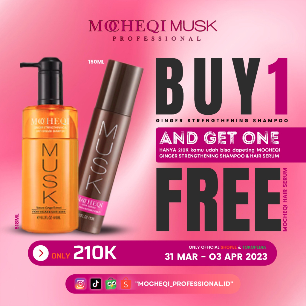 Jual Shampoo Ginger Strengthening & Anti Grease 518ML MOCHEQI MUSK ...
