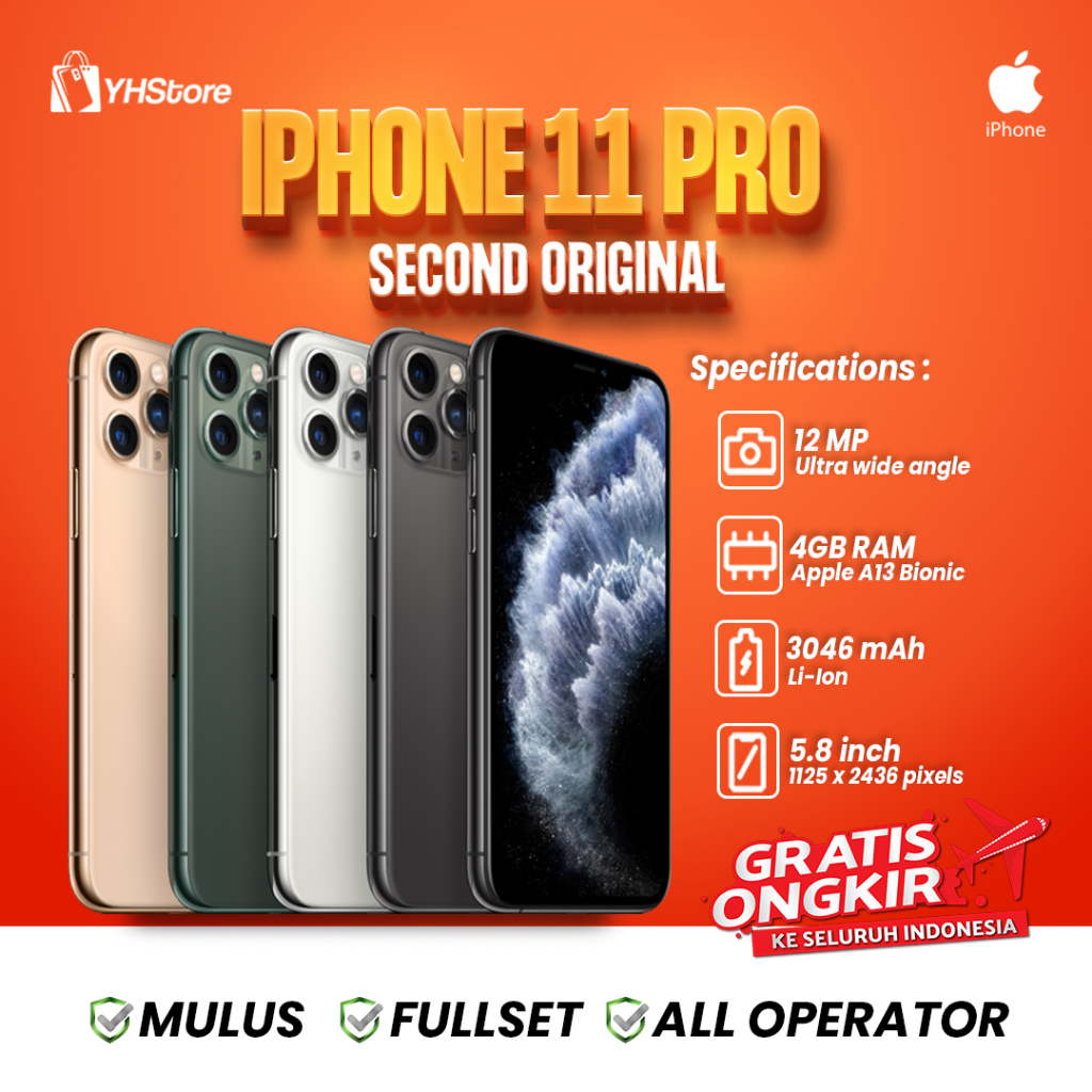 Jual iPhone 11 PRO 256GB BEKAS ORIGINAL 100% | NORMAL FULLSET Kondisi Mulus | Shopee Indonesia
