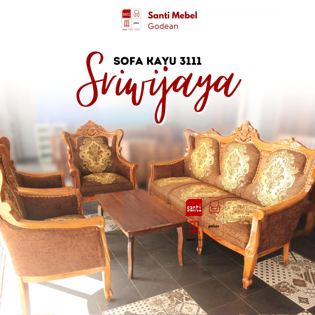 Jual Sofa Jati Sriwijaya 3111 dan meja berbagai warna kain | Shopee ...