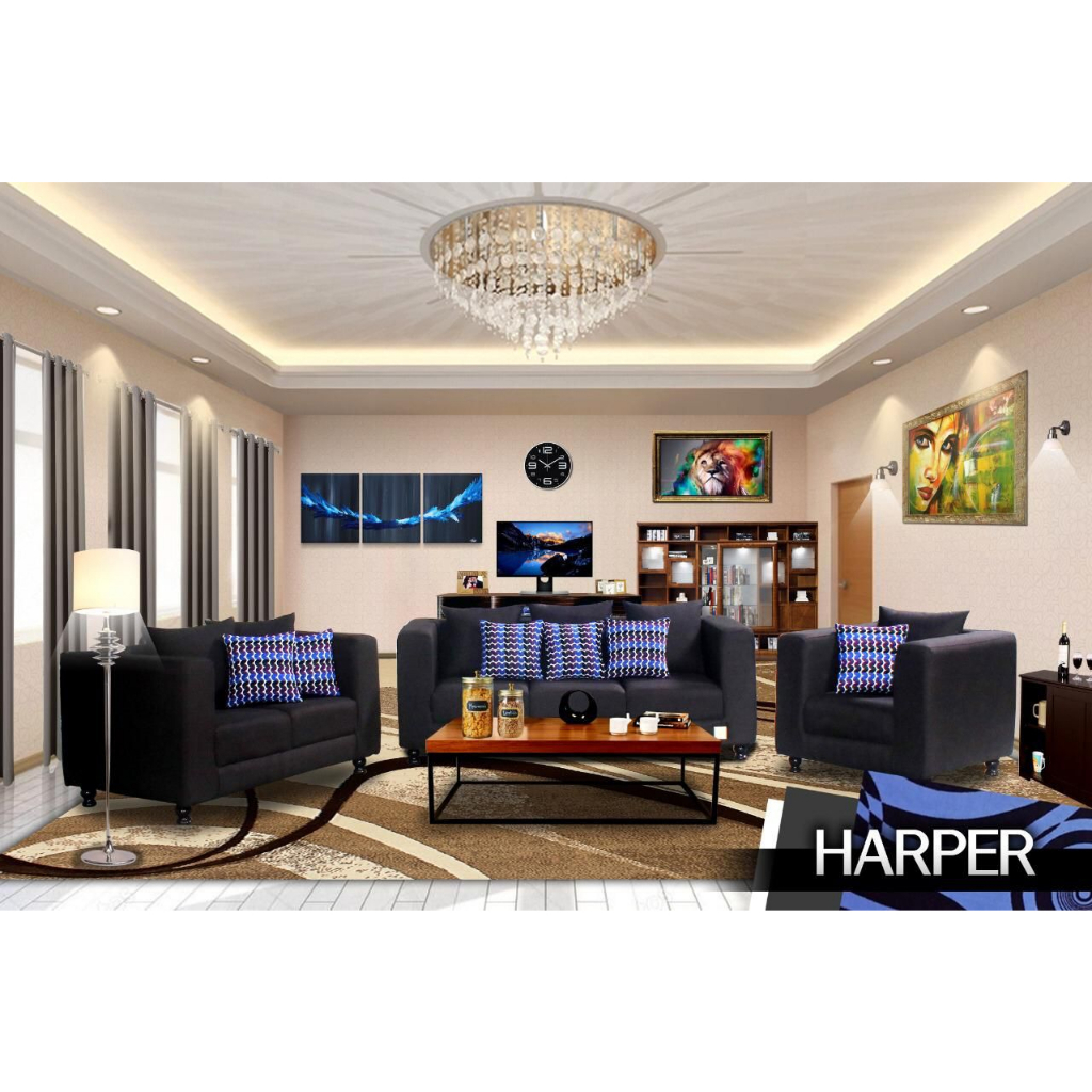 Jual Sofa 321/ Sofa Set Harper Hitam 211 Makassar - Tipe 321 | Shopee ...