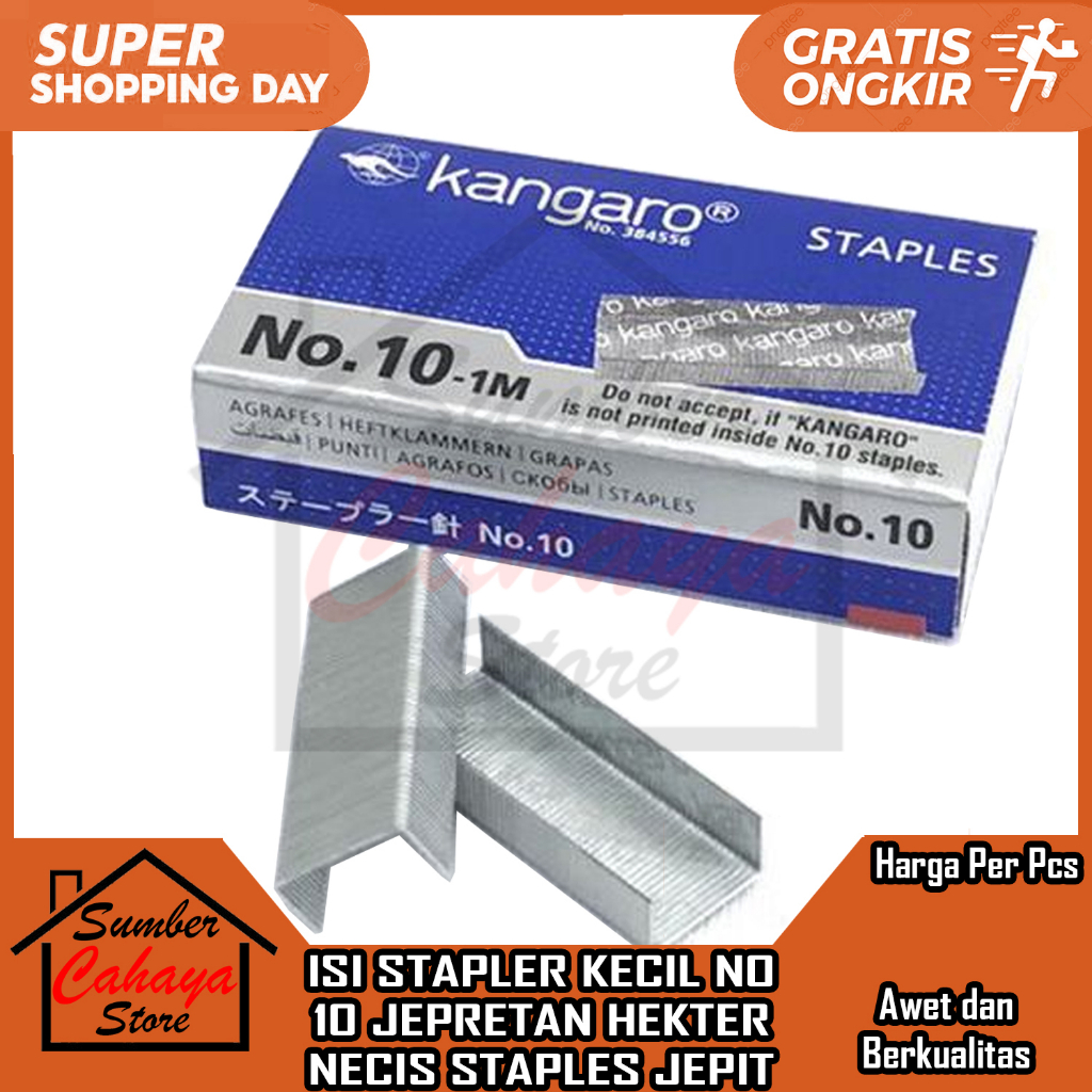 Jual ISI STAPLES KECIL NO 10 NECIS ISIAN HEKTER KANGARO STAPLER ...