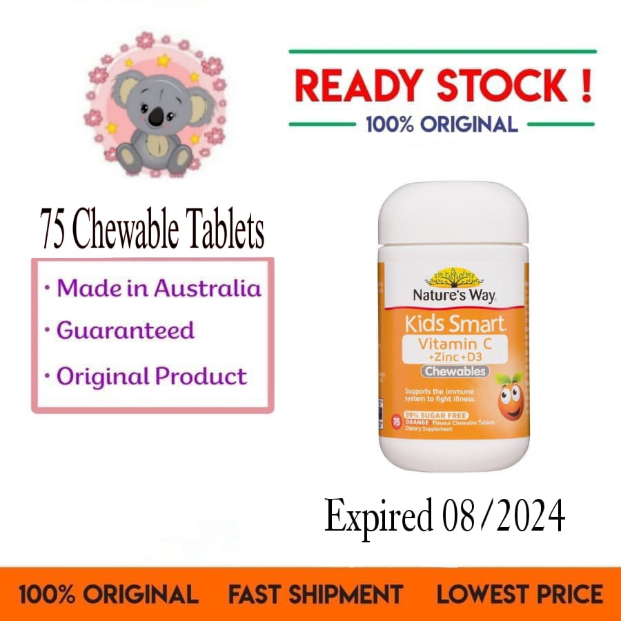 Jual NATURES WAY KIDS SMART C ZINC DAN D3 75 TABLETS ORIGINAL (75 ...