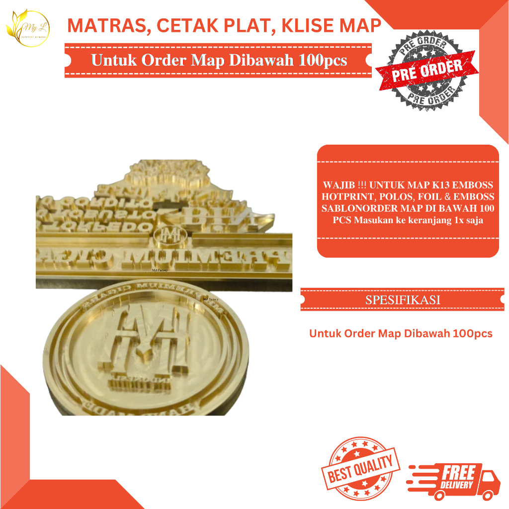Jual My.L CUSTOM - MATRAS, MATRES, CETAK PLAT, KLISE MAP (Untuk Emboss ...