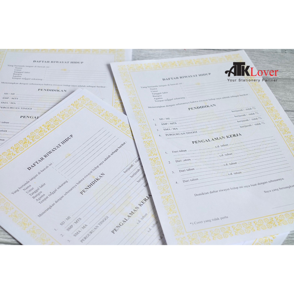 Jual (10 Lembar) Kertas Daftar Riwayat Hidup / Blanko Riwayat Hidup ...