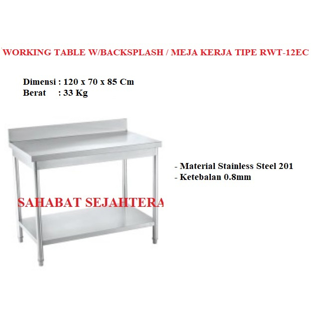 Jual Working Table W/Backslpash / Meja Kerja TIPE RWT-12EC / RWT 12EC ...