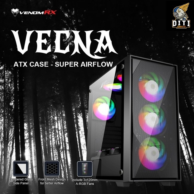 Jual CASING VENOMRX VECNA INCLUDE 3 FAN ARGB - ATX GAMING CASE | Shopee ...