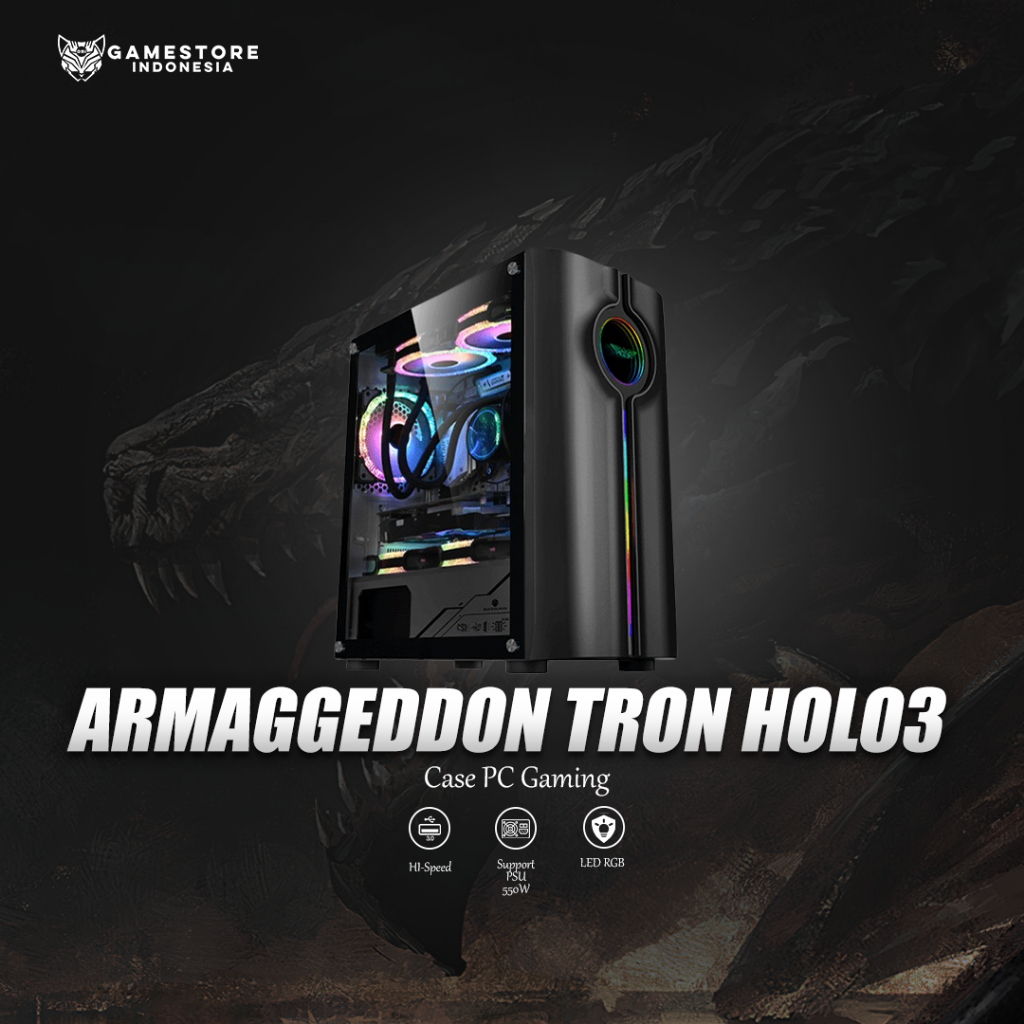 Jual Armaggeddon Tron Holo 3 RGB Holographic Micro ATX Gaming PC Case ...