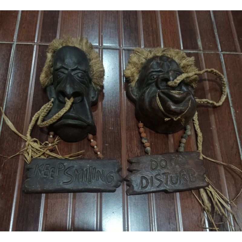Jual Pajangan Dinding Vintage topeng wajah suku Asmat dari Tanah liat T ...
