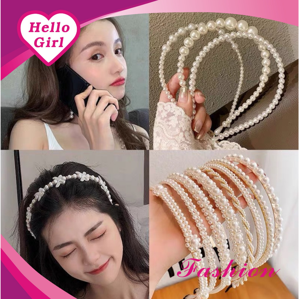 Jual (Hello Girl)B61 Bando Mutiara Korea/Korean Pearl Head Band Import ...