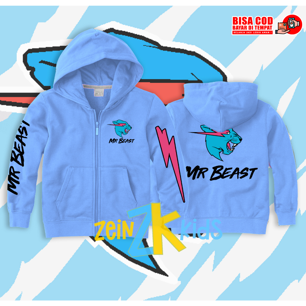 Jual Hoodie Zipper Anak MrBeast Mr Beast / Sweater Anak MrBeast ...