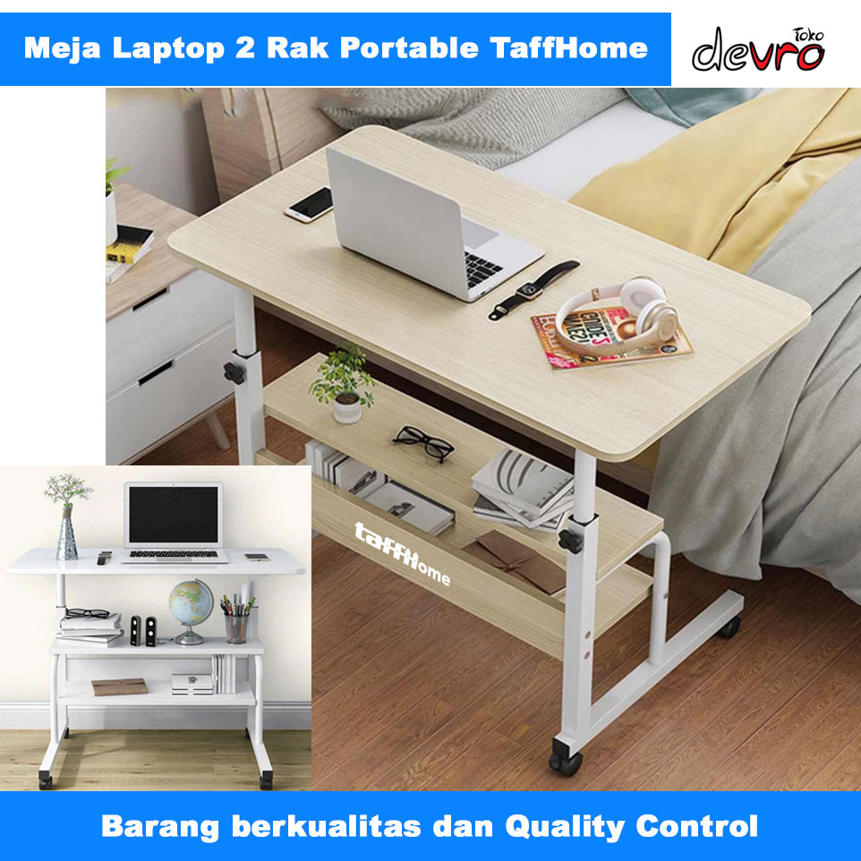 Jual Meja Laptop dgn 2 Rak Penyimpanan Adjustable Portable Movable ...