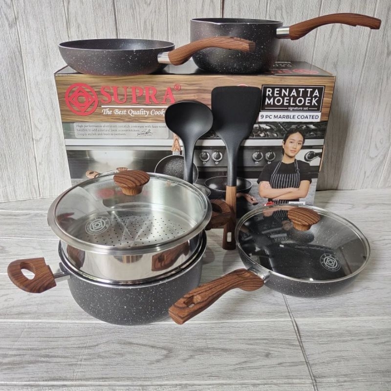 Jual PANCI SET HITAM MARBLE SUPRA RENATA 9 PCS | Shopee Indonesia