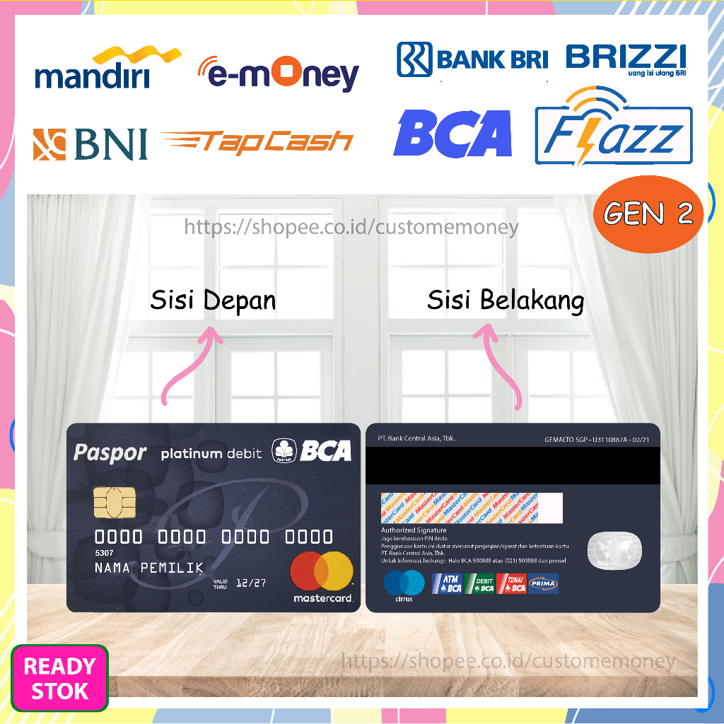 Jual KARTU EMONEY DESIGN KARTU PLATINUM DEBIT BCA ETOLL E-MONEY MANDIRI ...