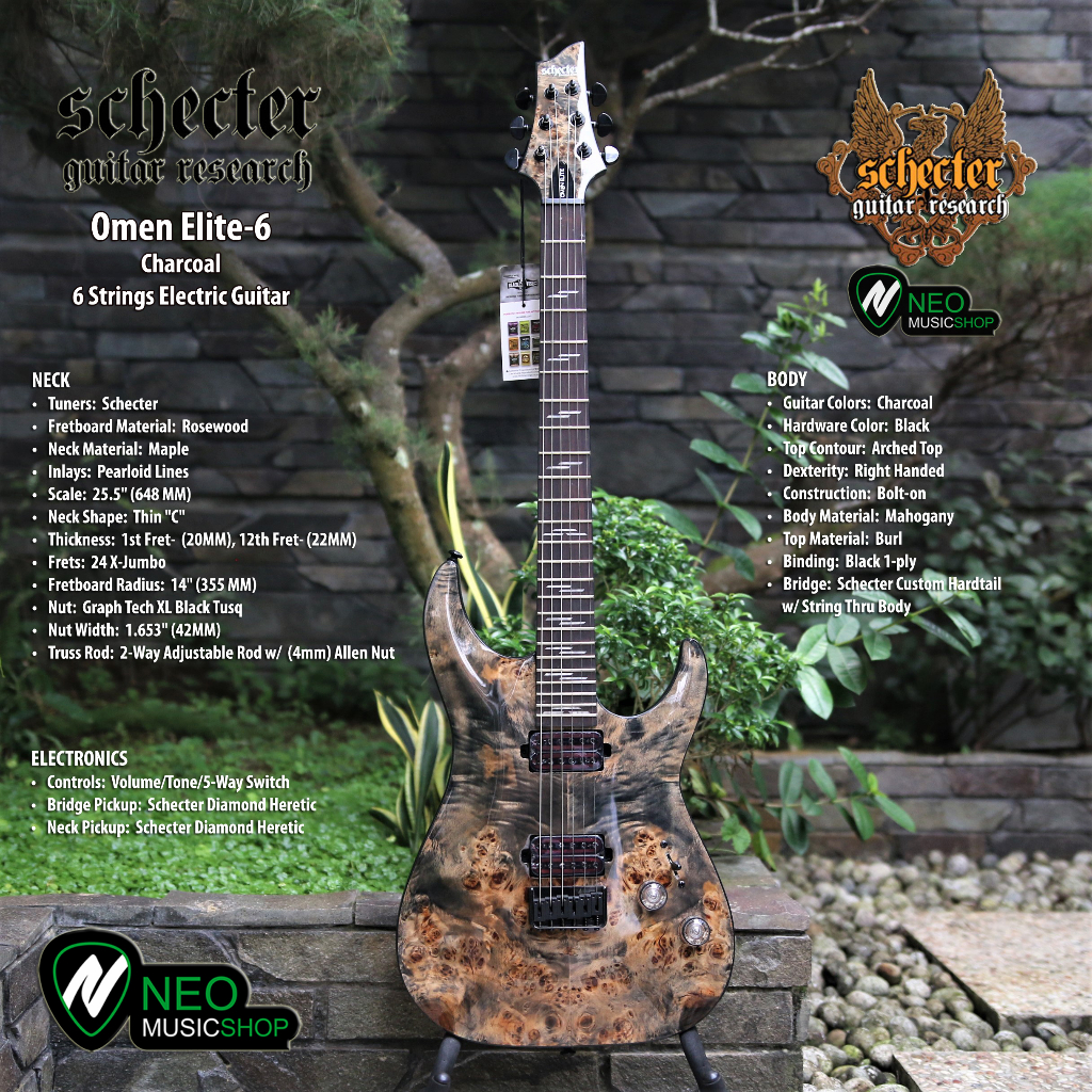 Jual Schecter Omen Elite 6 Charcoal 6 Strings Electric Guitar | Shopee ...
