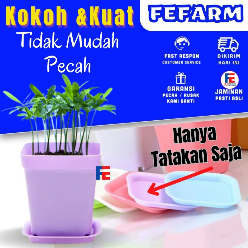 Jual Pot Bunga Mini Pot Kotak Hanya Tatakan Saja Premium Quality FEFARM ...