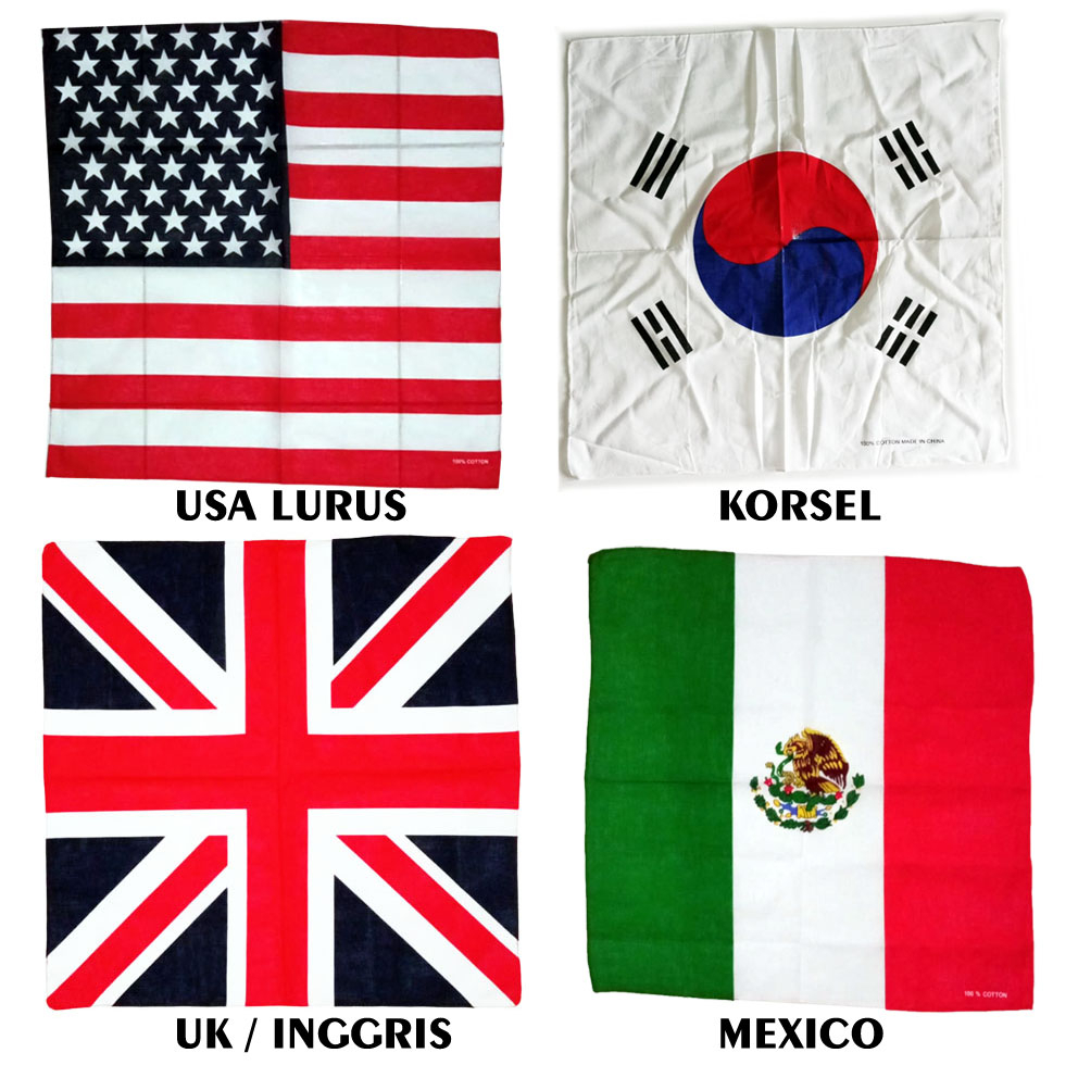 Jual Bandana Katun Motif Bendera USA / Inggris / Jamaica / Mexico ...