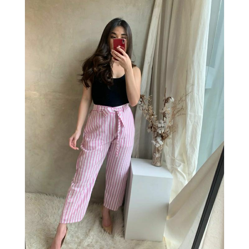 Jual BAMBOO STRIPE PANTS - KULOT PANTS | Shopee Indonesia