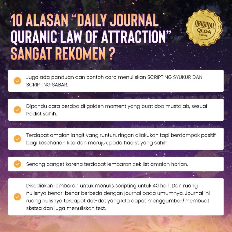 Jual Buku Daily Journal Quranic Law of Attraction Scripting, Afirmasi ...