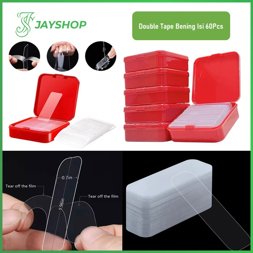 Jual Double Tape Isi 60Pcs Box Mini Selotip Bening Transparan 2 Sisi ...