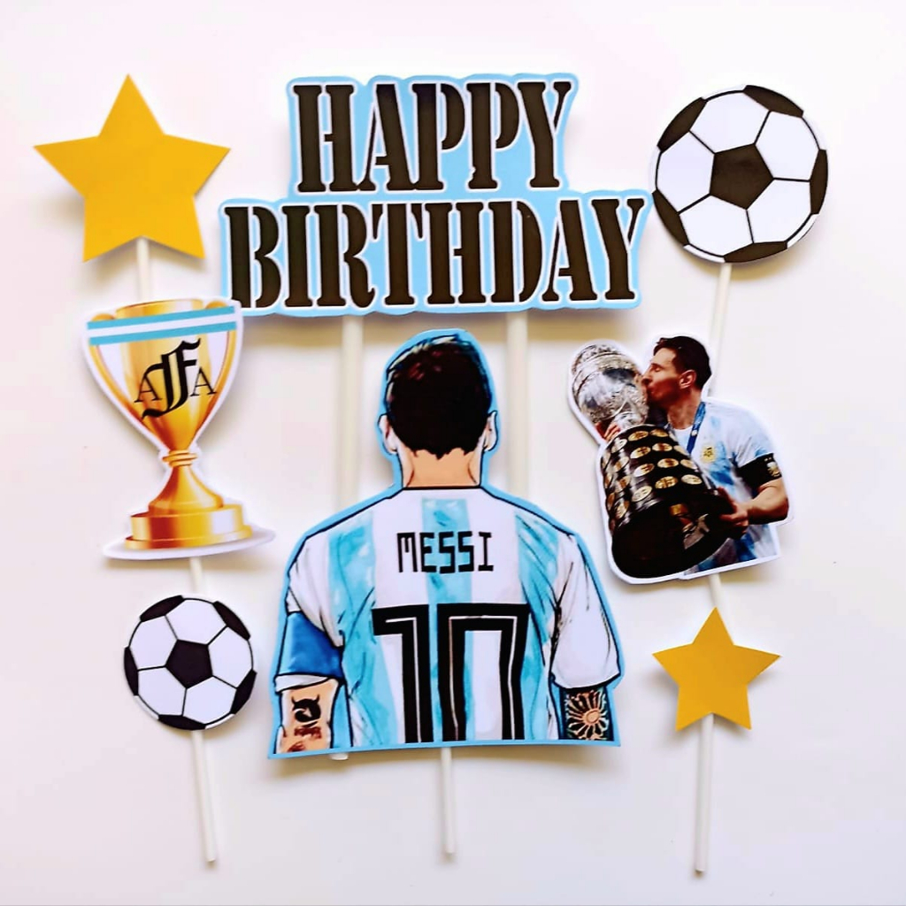 Jual Topper cake Karakter / Hiasan Kue / Tusukan Kue Messi/Argentina ...