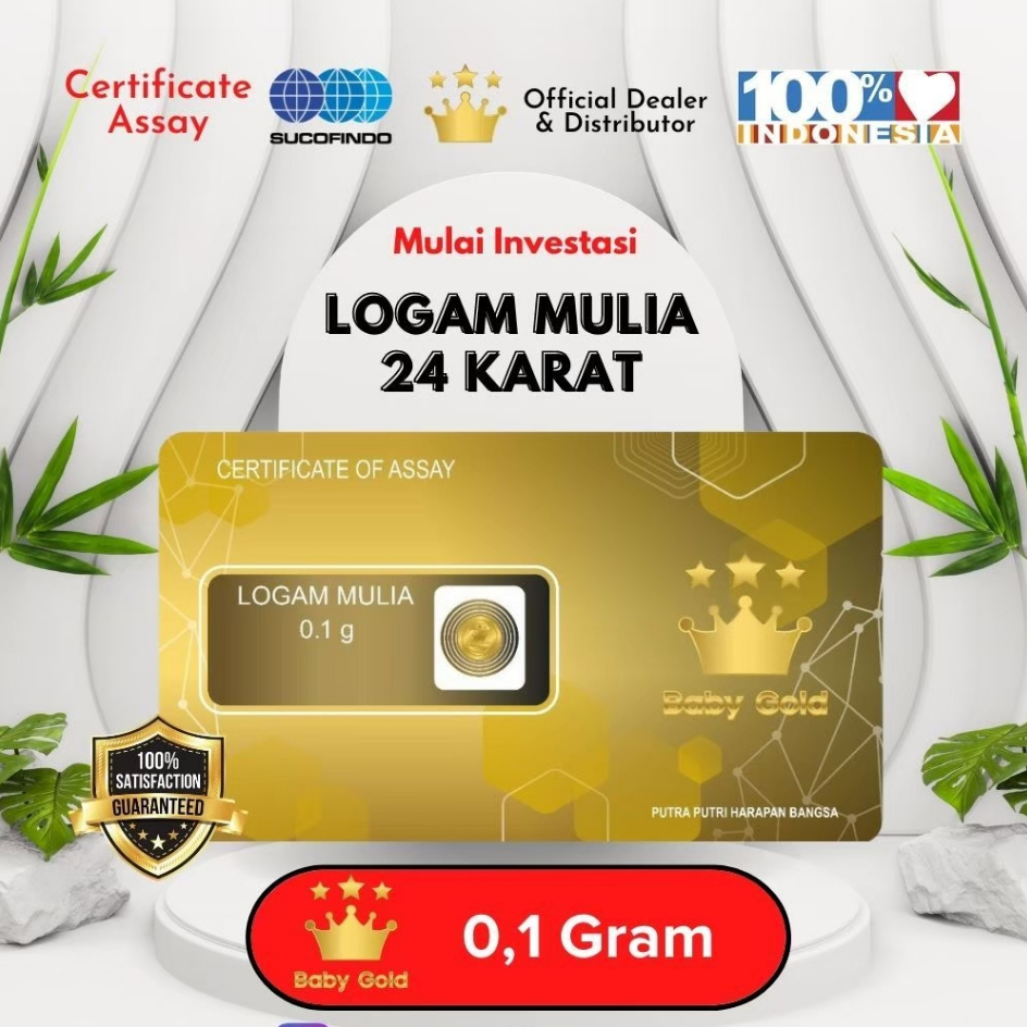 Jual LM Logam Mulia 24 Karat 0.1 gram Babygold Mini gold Minigram Emas ...