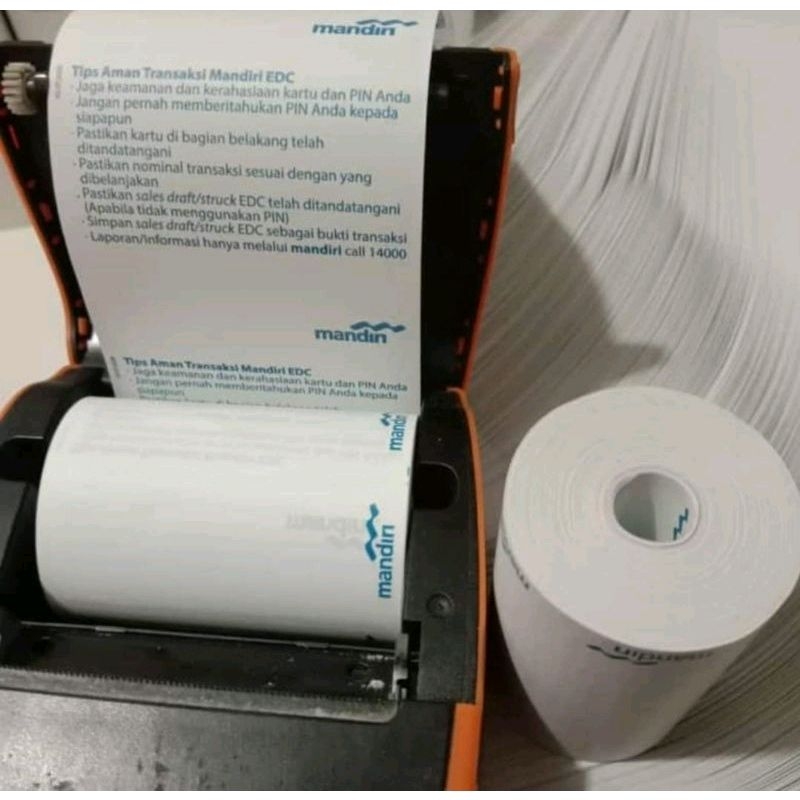 Jual Kertas thermal logo mandiri CORELESS ukuran 58x40mm paket 10pcs ...