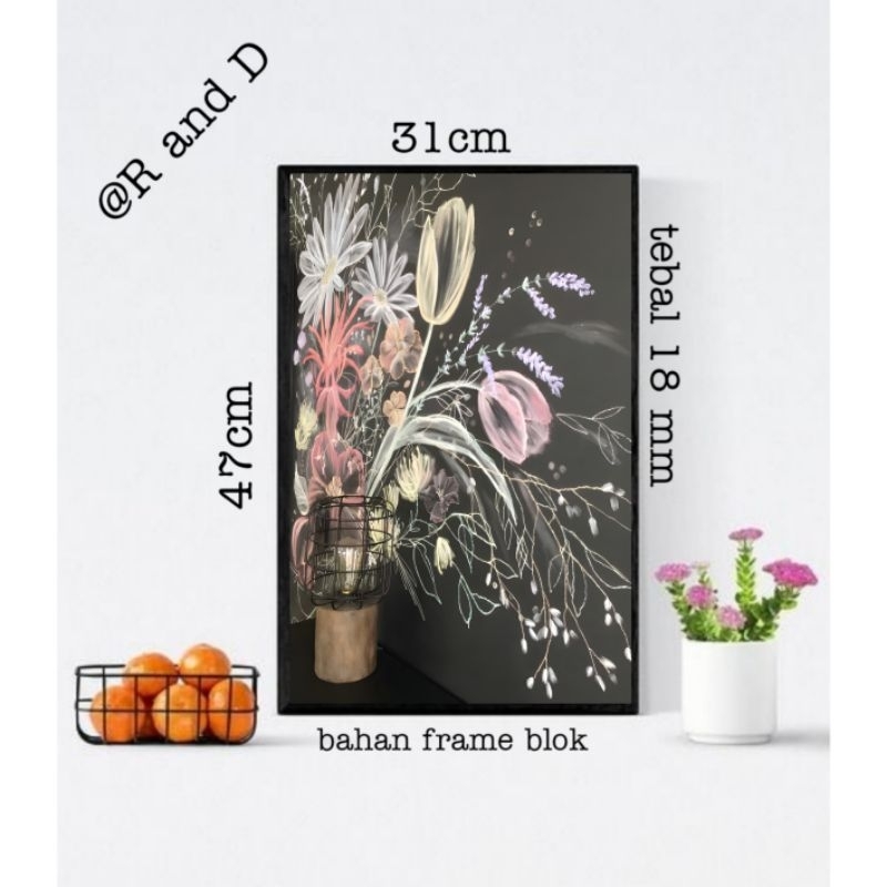 Jual Hiasan Dinding Gambar Bunga Kering ukuran 47x31 Walldecor Cetak ...