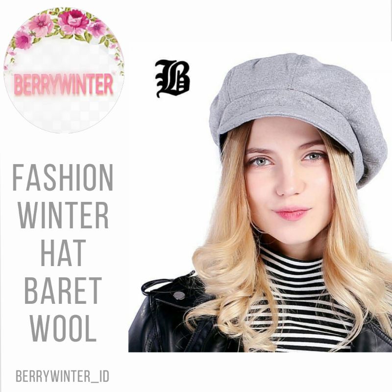 Jual BR6408 Topi Baret Winter Hat Wool Stylish Musim Dingin | Shopee ...