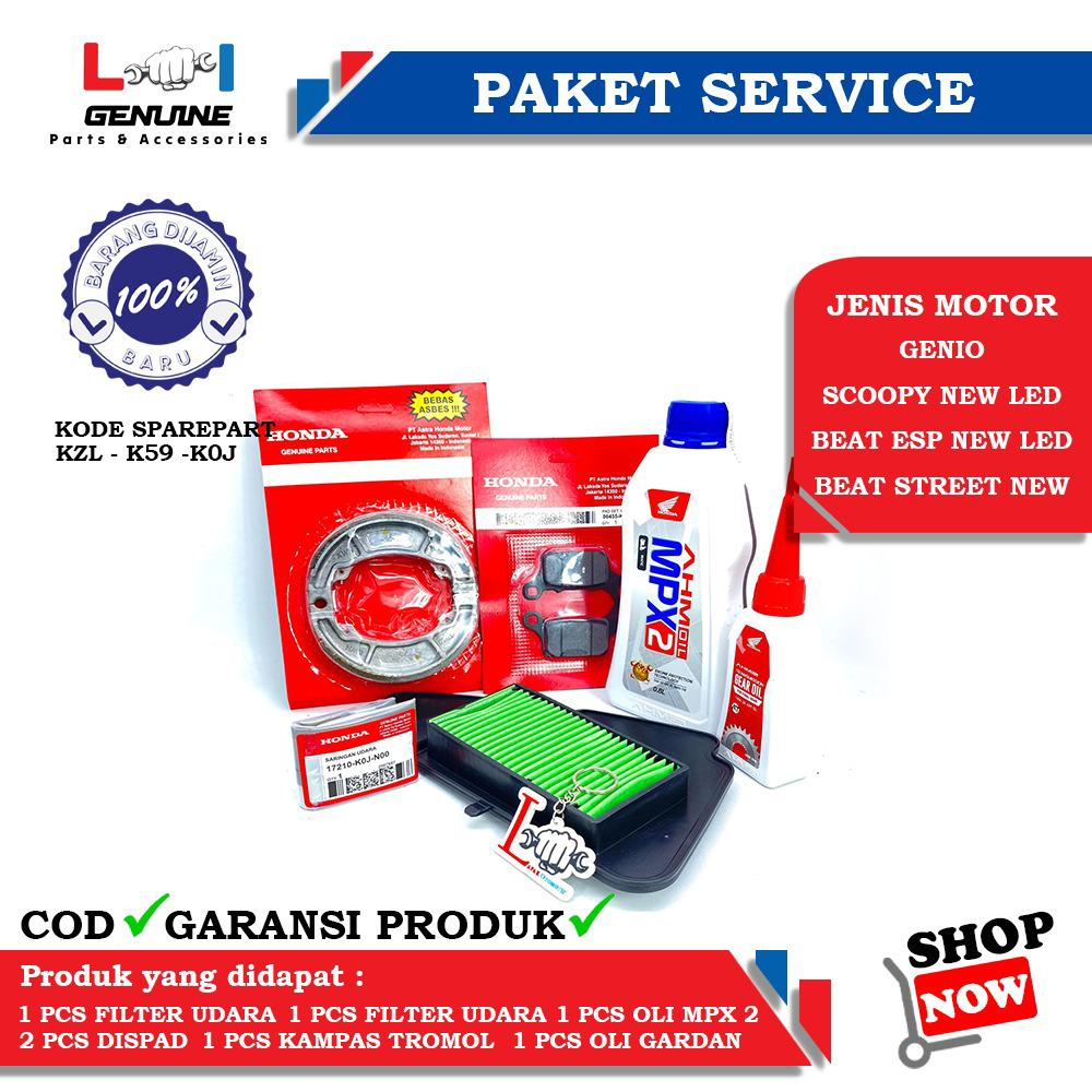 Jual -LOI- PAKET SERVICE LENGKAP MPX 2 & SPX 2 SET OLI GEAR AHM, KAMPAS REM GENIO NEW, BEAT ...
