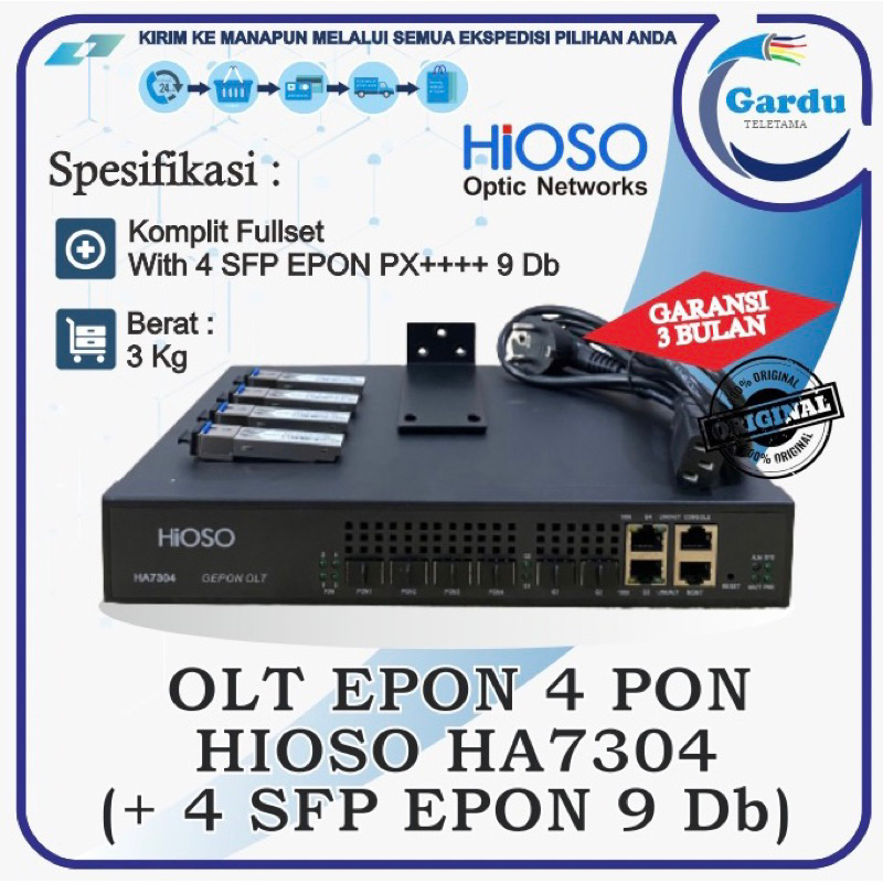 Jual OLT EPON 4 PON HIOSO HA7304 Include 4 SFP EPON PX++++ 7 Db, 8 Db, 9 Db atau Tanpa SFP ...