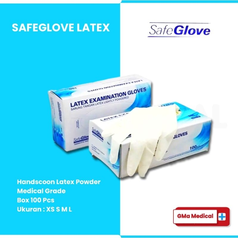 Jual Sarung Tangan Latex Powder Safeglove Handscoon Medis Isi 100 Pcs ...