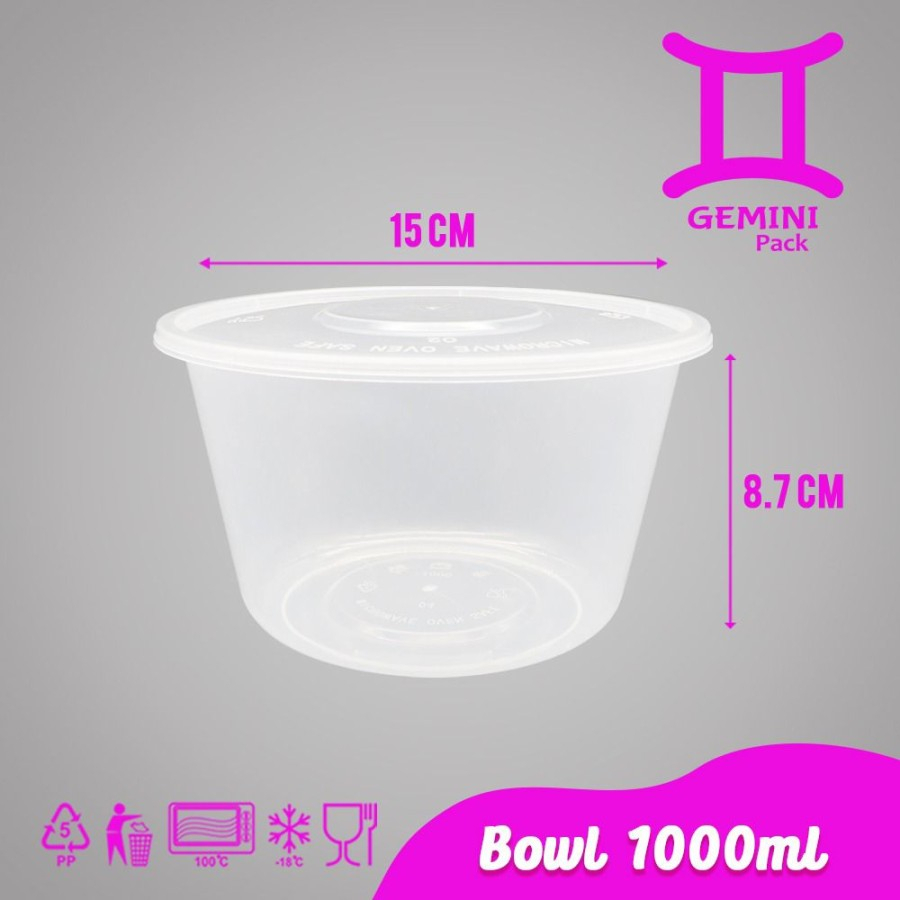 Jual THINWALL MANGKOK MAKAN PLASTIK 1000ML 300 Pcs/BULAT BOWL CUP PUDING | Shopee Indonesia