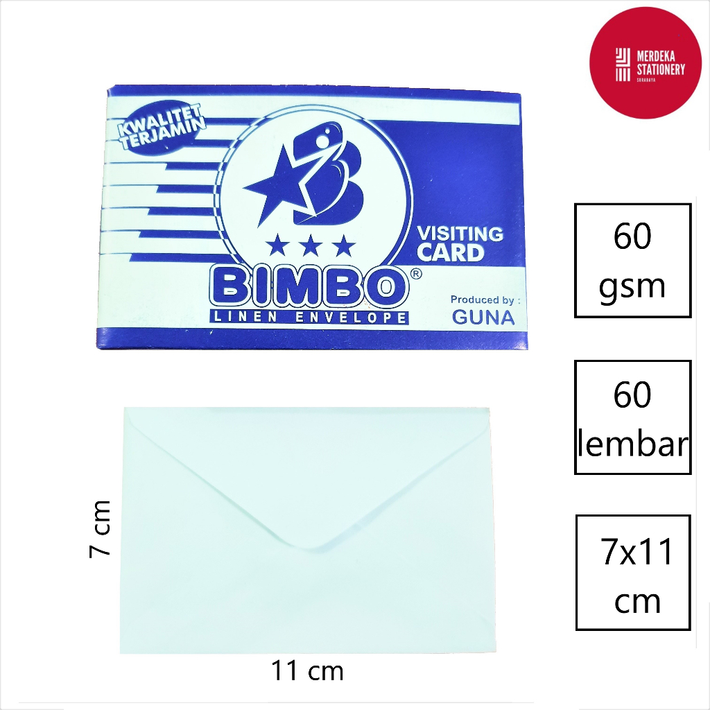 Jual Amplop Bimbo Kartu Nama Tanpa Lem/Perekat 7x11 cm 60 lembar 60gr ...