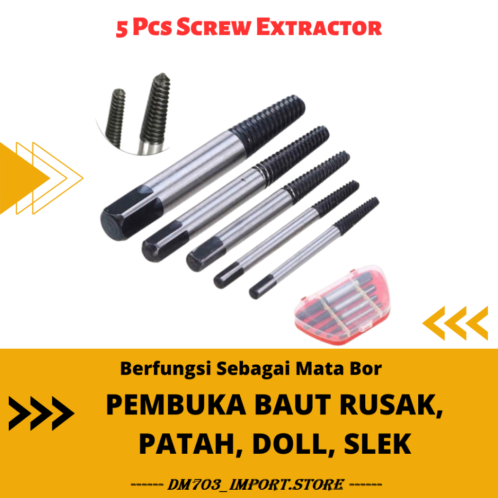 Jual Alat Pembuka Baut Rusak Patah Doll Tap Balik Screw Extractor Mata ...