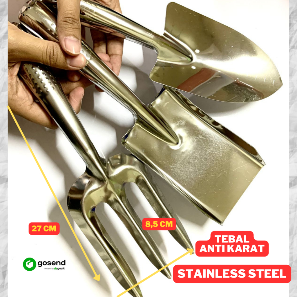 Jual Sekop Mini Stainless 3 In 1 Besar Set Alat Berkebun Anti Karat ...
