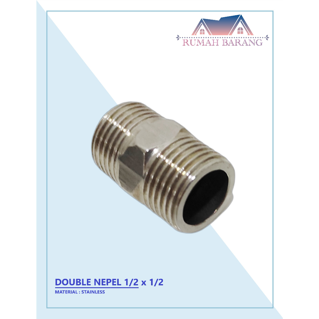 Jual DOUBLE NAPLE 1/2 STAINLESS DOUBLE NEPEL SAMBUNGAN DOUBLE DRAT | Shopee Indonesia