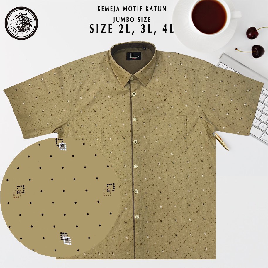 Jual KJ0162 DARKMAN Kemeja Katun Lengan Pendek JUMBO (SIZE 2L, 3L, 4L) | Shopee Indonesia