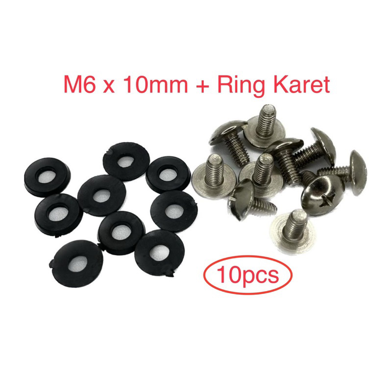 Jual Baut Payung Body M6 x 10mm + Ring Karet | Mini Gp - Mini Trail ...