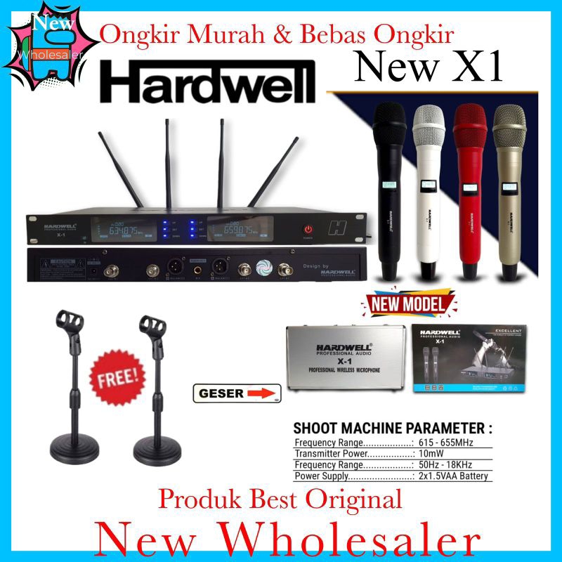 Jual Mic wireless hardwell X1 handheld 2 unit pegang X 1 original resmi ...
