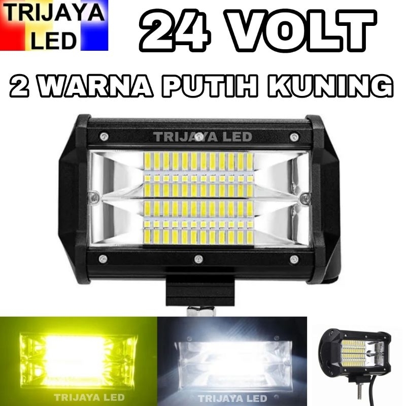 Jual Lampu Tembak Sorot 24 Volt 2 Warna LED CWL 24 Mata 2 Susun Putih Kuning BAR CREE Truk Bus ...