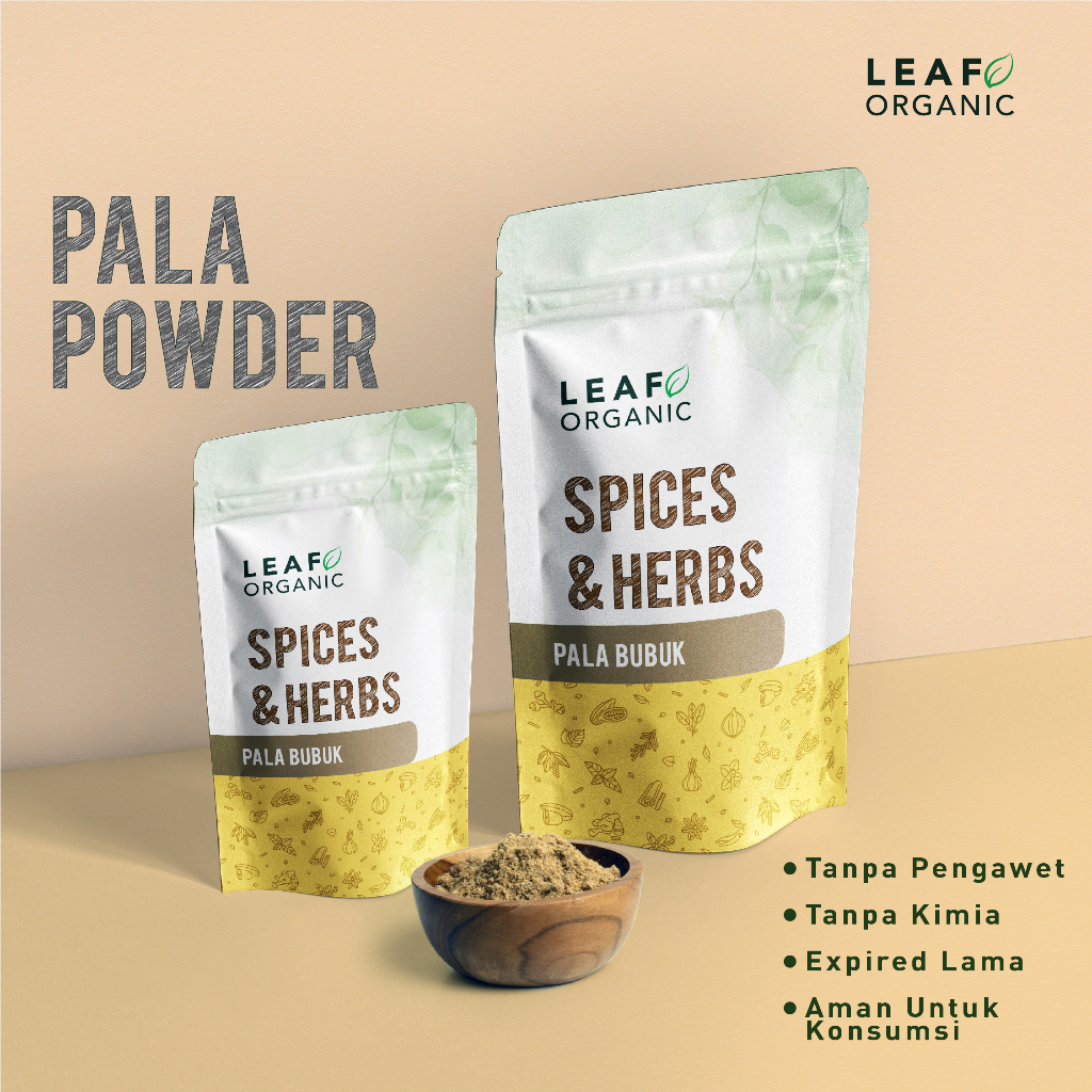 Jual Premium Pala Bubuk LEAF ORGANIC Nutmeg Powder Kering Murni Organik ...