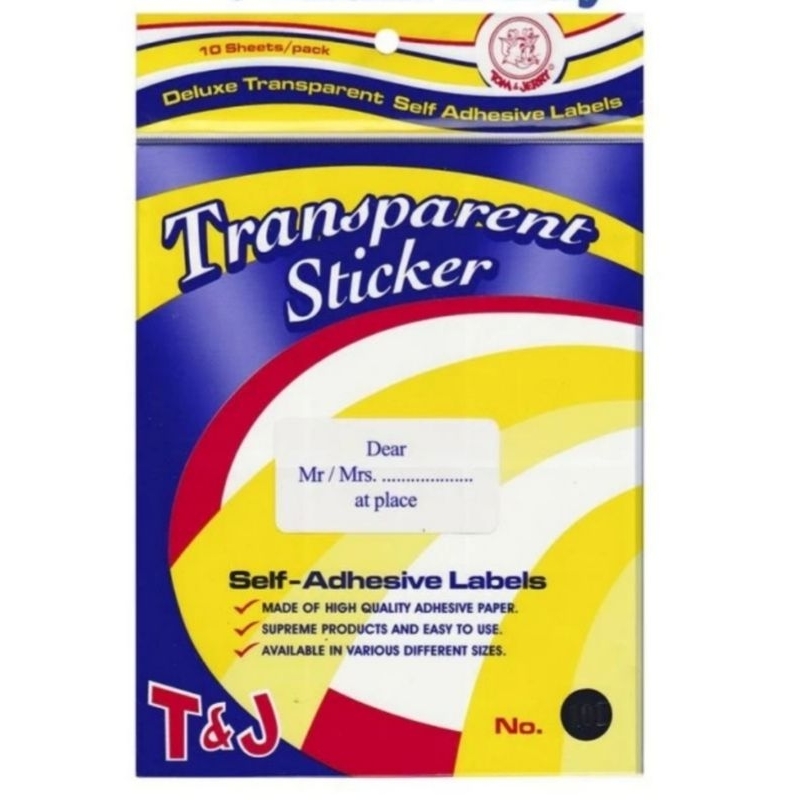Jual Label Tom & Jerry TJ Transparant, T&J Transparent Sticker no. 101 ...