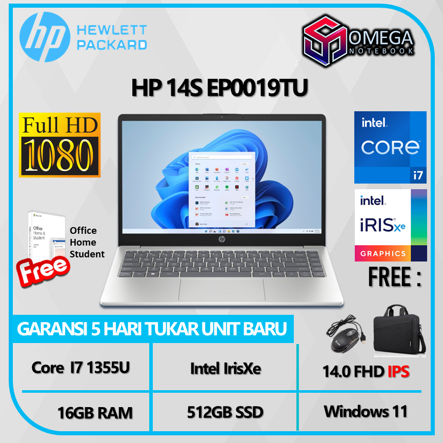 Jual Laptop HP 14 EP0018TU I7 1355U 16GB 512GB iRis Xe 14.0 FHD IPS ...
