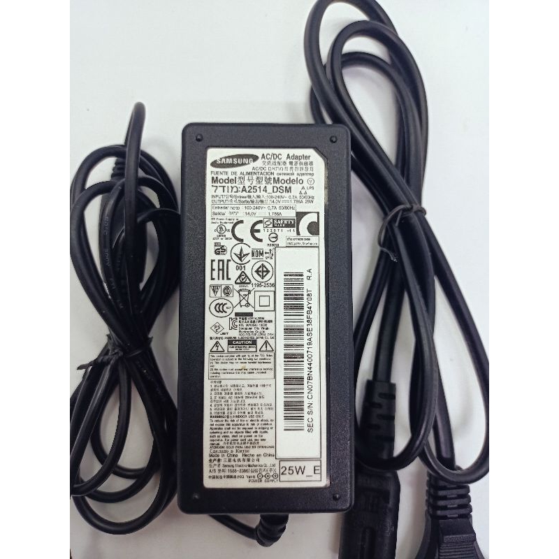 Jual ADAPTOR 14V 1.072A / 15W merek SAMSUNG ORIGINAL + KABEL POWER ...