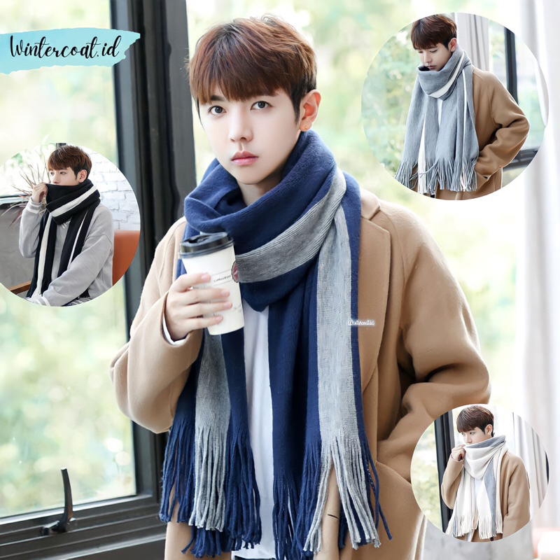 Jual Men scarf long syal pria panjang Berlin import autumn winter musim ...